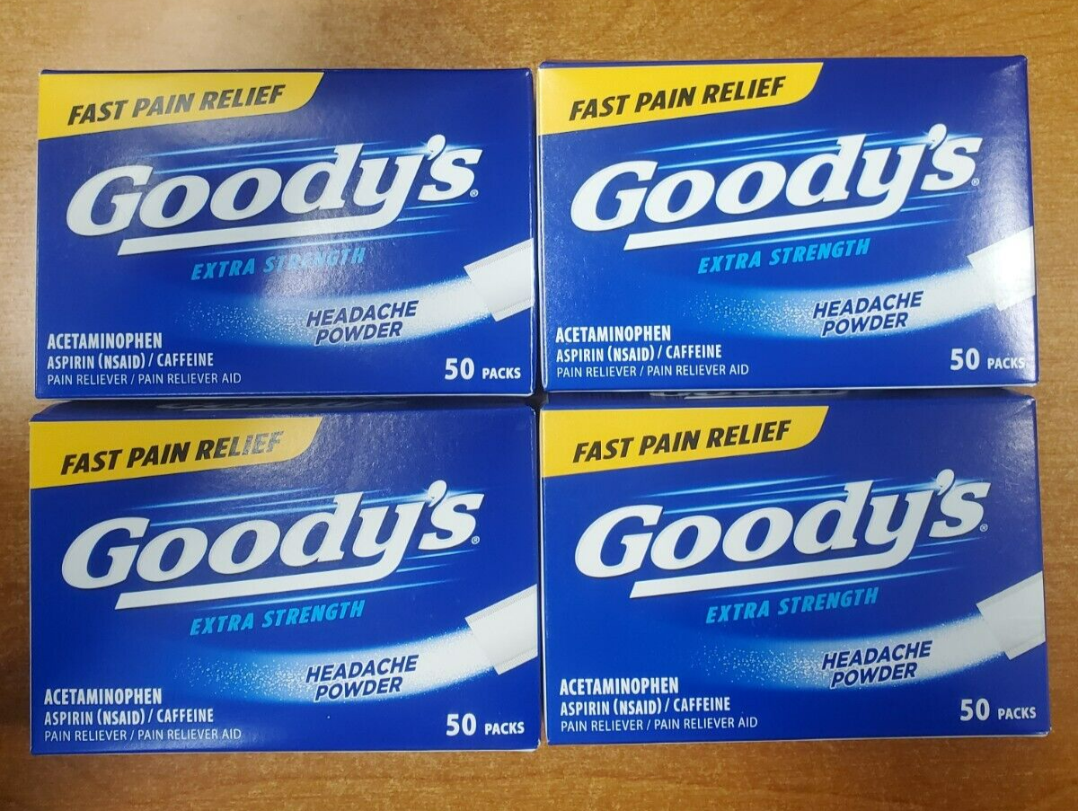 4 Boxes of 50 Packets: Goody's Extra Strength Headache Powder Exp. 1/27 ...