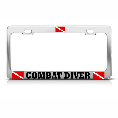 COMBAT DIVER License Plate Frame Heavy Metal LOVE SCUBA DIVING Tag ...