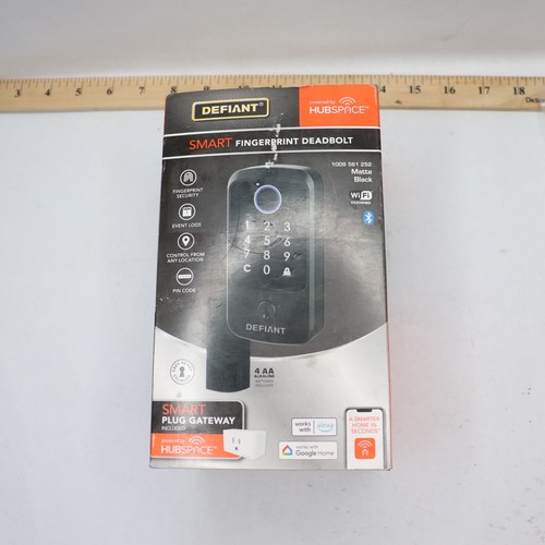 Defiant Square Biometric Fingerprint Electronic Touchpad Deadbolt Matte ...