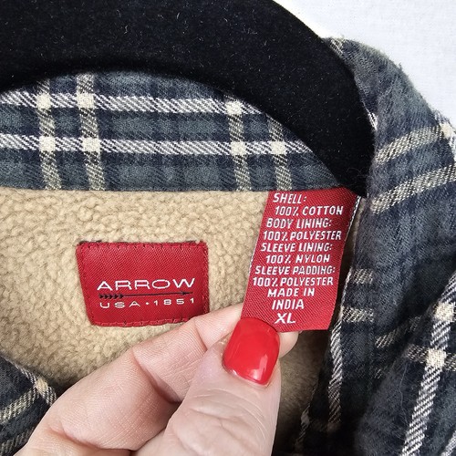 Arrow USA 1851 Jacket Men’s Size XL Blue White Plaid Long Sleeve Button ...