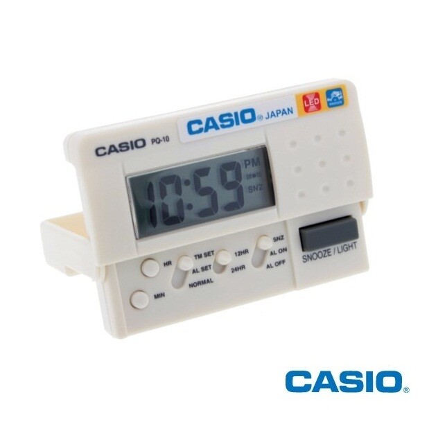Casio Digital Travel Desktop White Resin Snooze Beeper Alarm Clock Pq10 ...