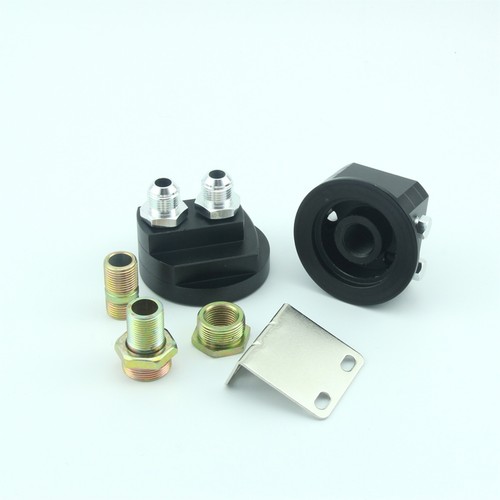 Black Universal Oil Filter Relocation Kit + Cooler Sandwich Plate ...
