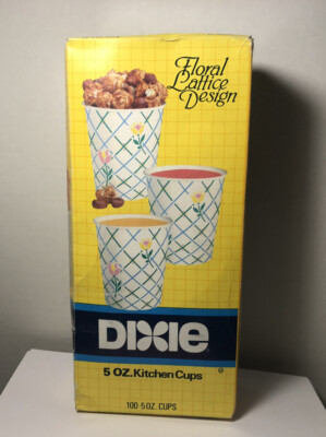 1987 Dixie 5 Oz Kitchen Cups Floral Lattice Design NOS 100 Count Sealed ...