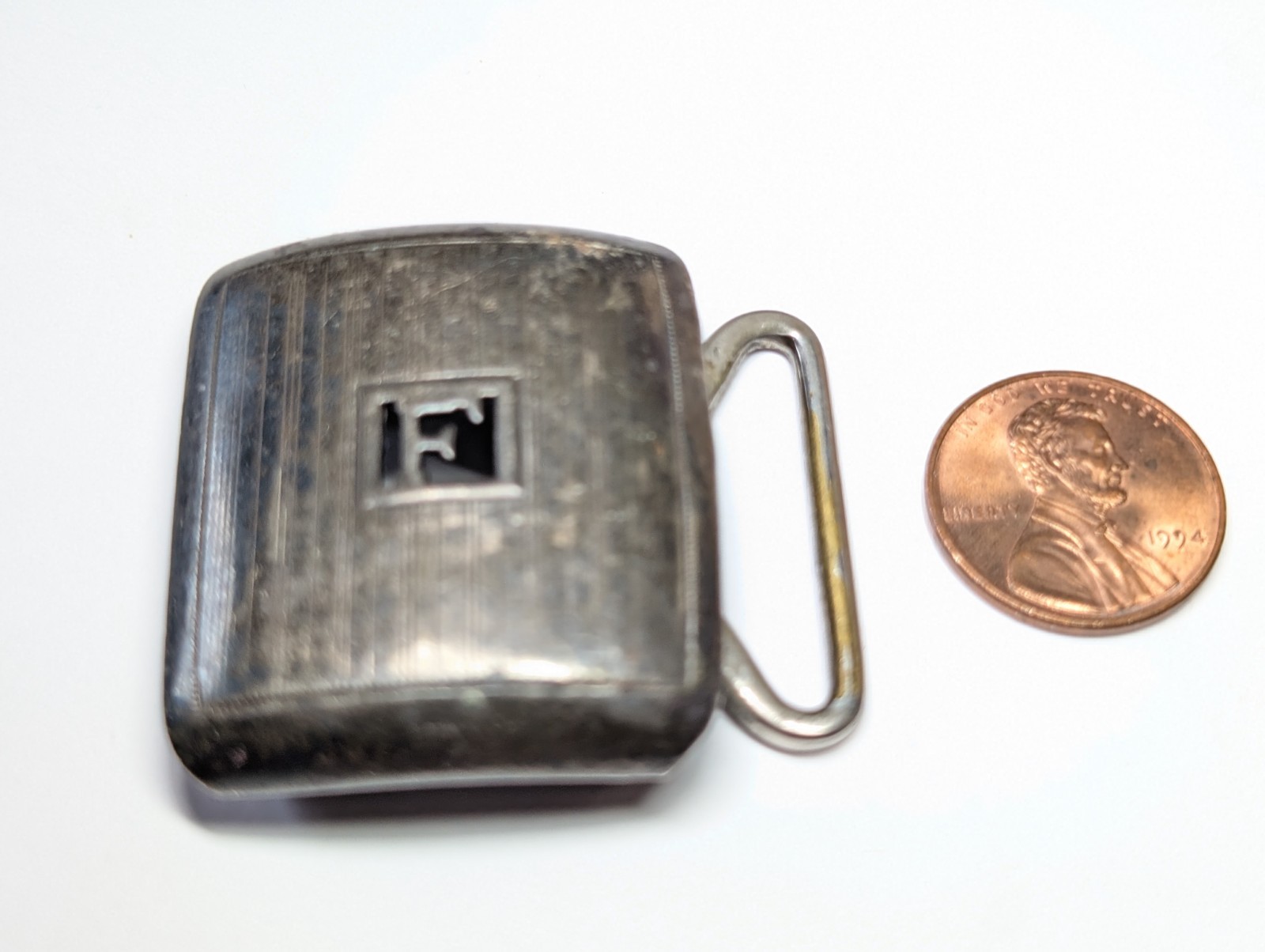 VINTAGE STERLING SILVER BELT BUCKLE F THE LETTER F PATENT | eBay