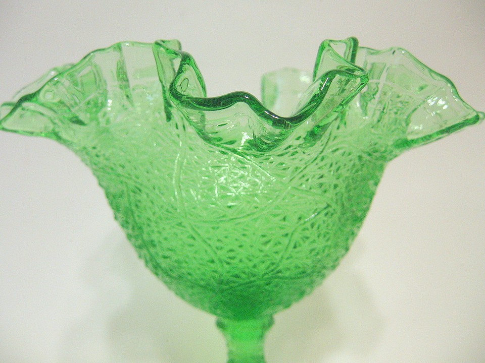 Fenton Glass Compote Green Tree of Life Ruffled Lip 6 to 7 Inches | eBay