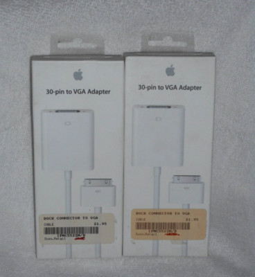 2X Genuine Apple VGA Adapter for iPad, iPhone and iPod Touch 30-pin to ...