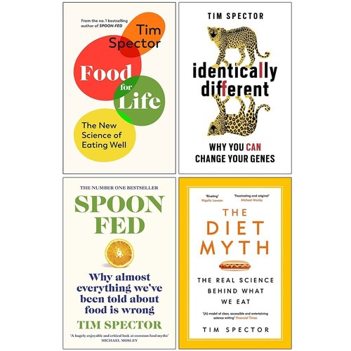 Tim Spector 4 Books Set Food for Life, Identically Different,Spoon-Fed ...