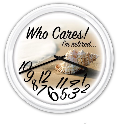 Who Cares I'm Retired! Seashell Wall Clock Funny RETIREMENT GIFT PARTY ...