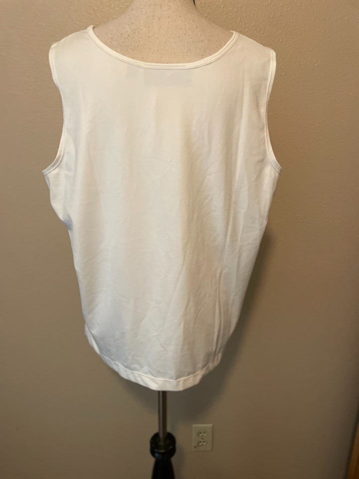 Susan Graver Sleeveless Top, NEW, Ivory, Rhinestone Neck Trim, Size L ...