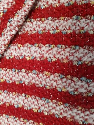New Red/Pink Stripe Wool Mix Boucle Fabric with a little Sparkle W 150 ...