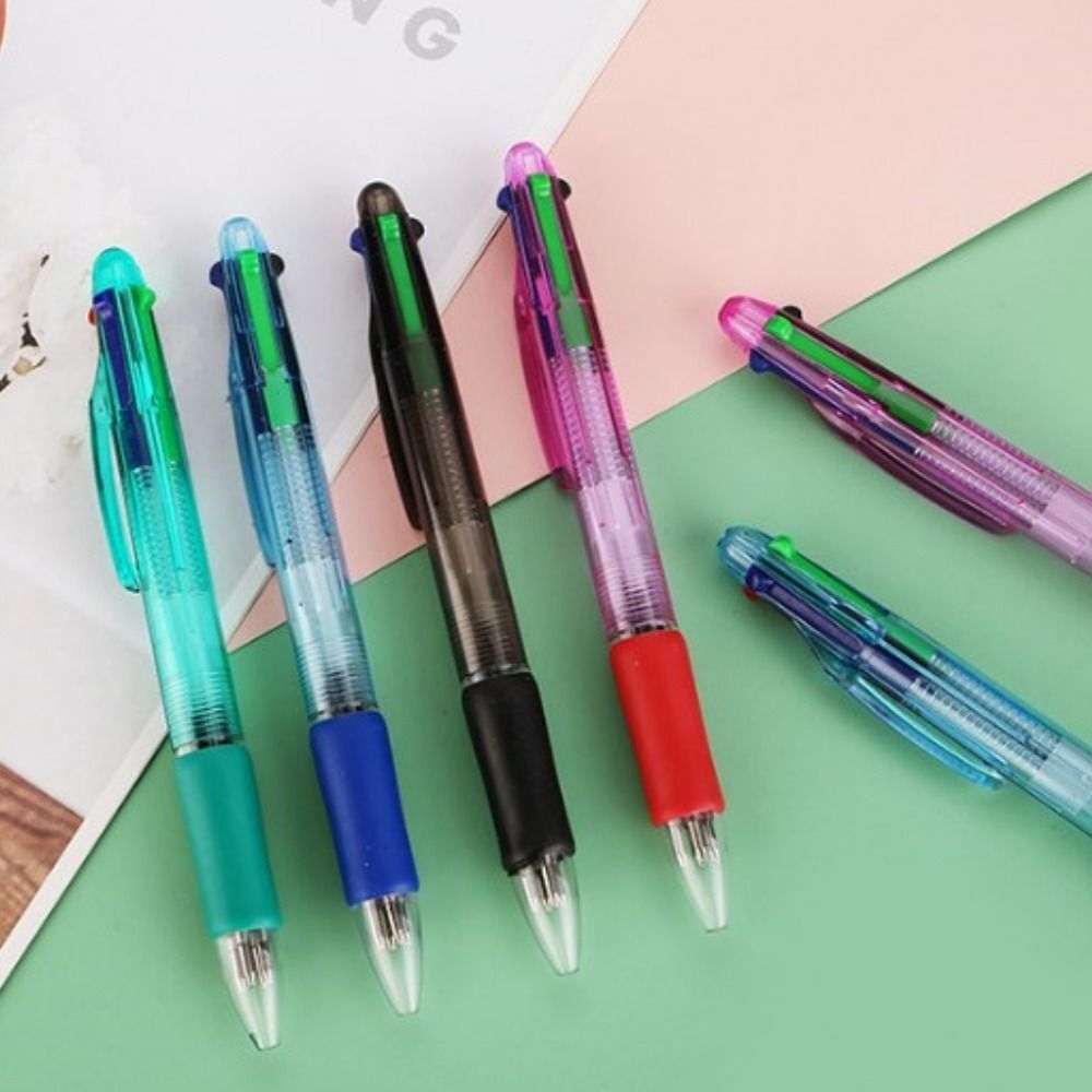 12PCS Plastic Transparent Shell Ballpoint Pen 0.70mm Multicolor Ink ...