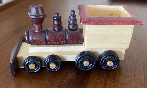 Wooden Small Train Engine Small Timber Wheels Mahogany Stained Appears ...