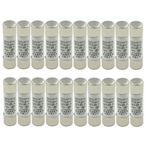 Fast Blow Ceramic Fuse Links 20 Pcs R015 10x38mm 500V 20A RT18 RT14 | eBay