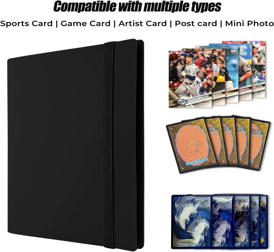360 Card Pocket Binder with Elastic 9 Pocket Trading Cards Album Folder ...