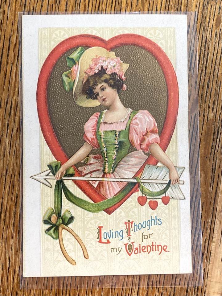 Lovely Young Lady Unsignd Clapsaddle VALENTINE Antique 1910s Embossed ...