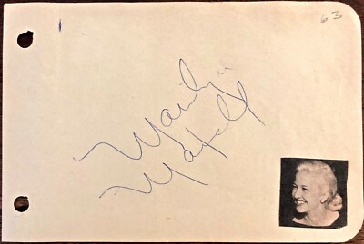 MARILYN MAXWELL AUTOGRAPHED SIGNED VINTAGE 1950s ALBUM PAGE OFF LIMITS ...