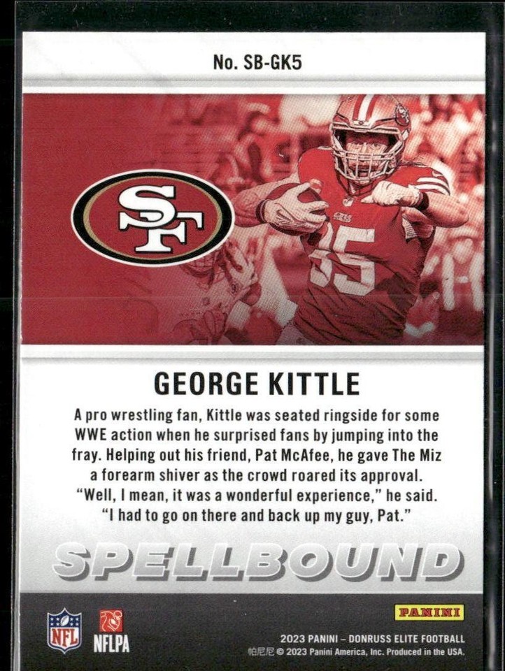 2023 Donruss Elite Spellbound Green George Kittle #SB-GK5 San Francisco ...