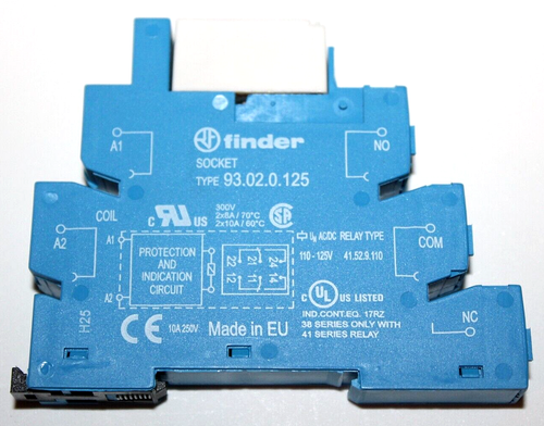 Finder 110V Relay Model 41.52.9.110.0010 w/ Finder Relay Socket Type 93 ...