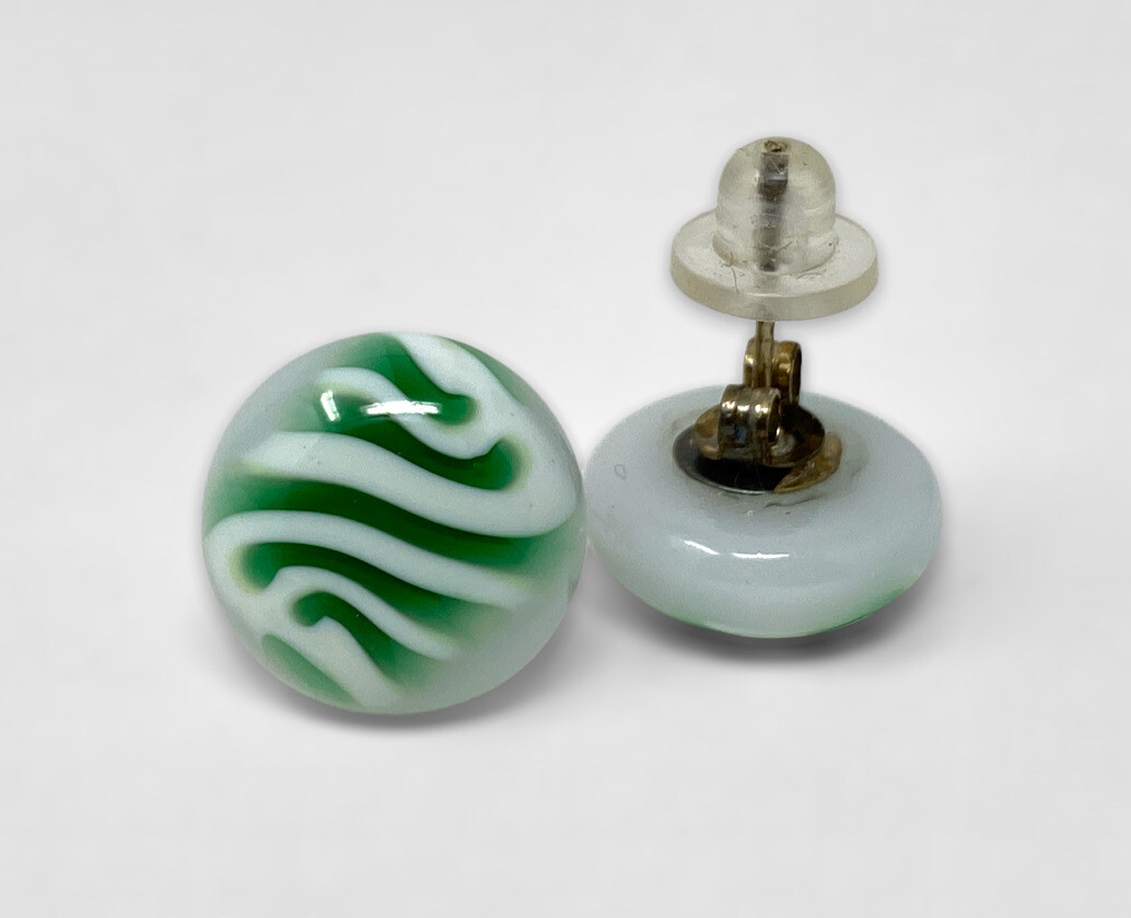 Vintage Akro Agate Green Marble Costume Jewelry Earrings | eBay