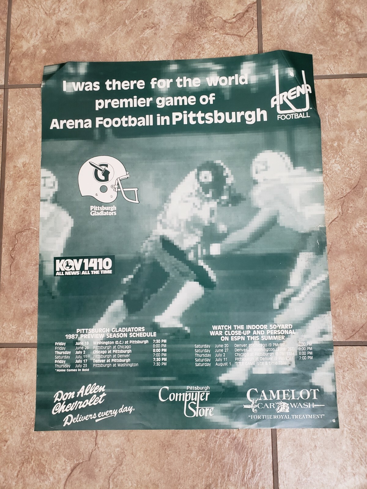 Pittsburgh Gladiators Arena Football Premier Inaugural Game Vintage ...