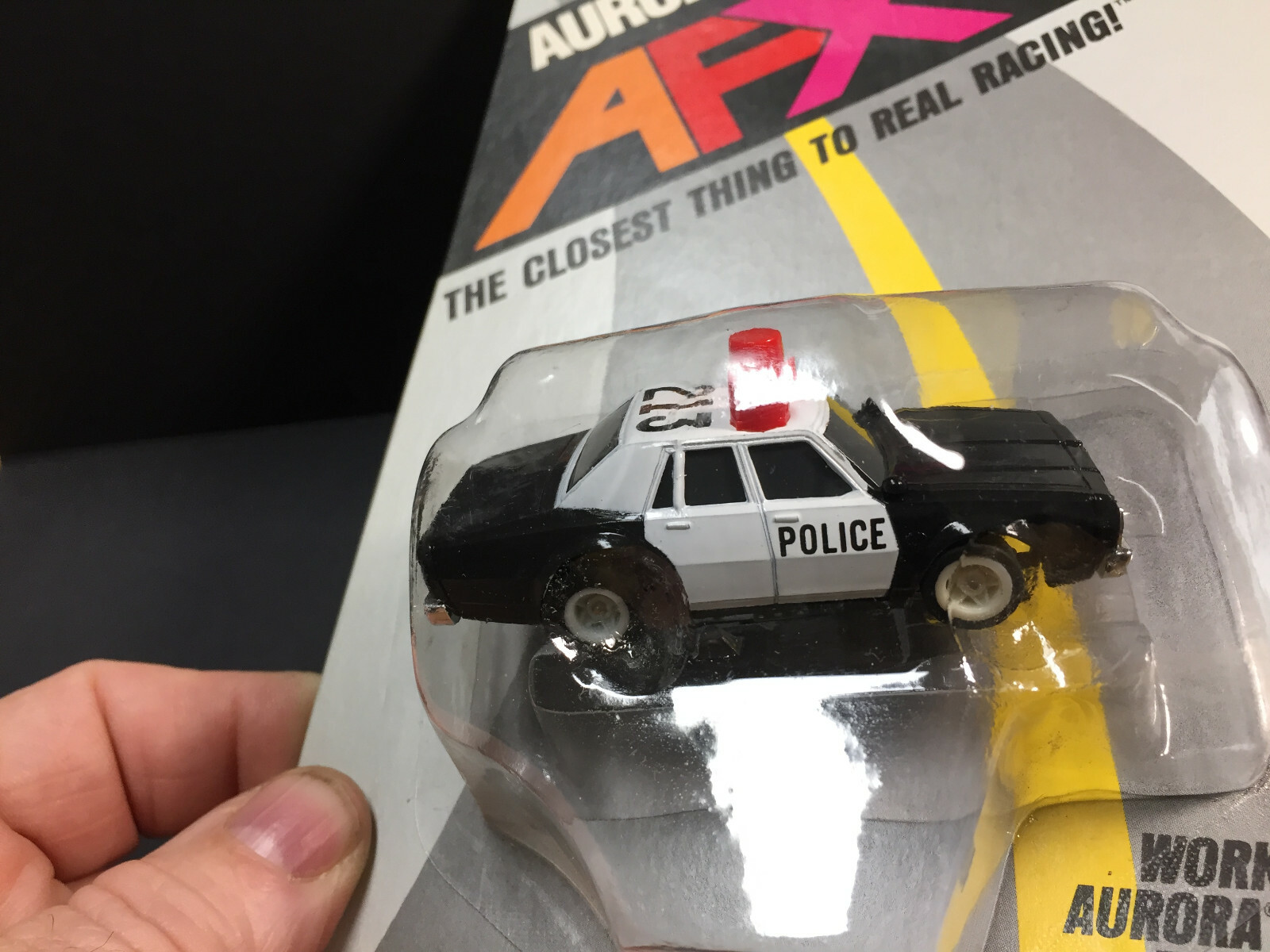AFX TOMY RARE POLICE CAR on Card Black / White #213 Aurora HO L@@K for ...
