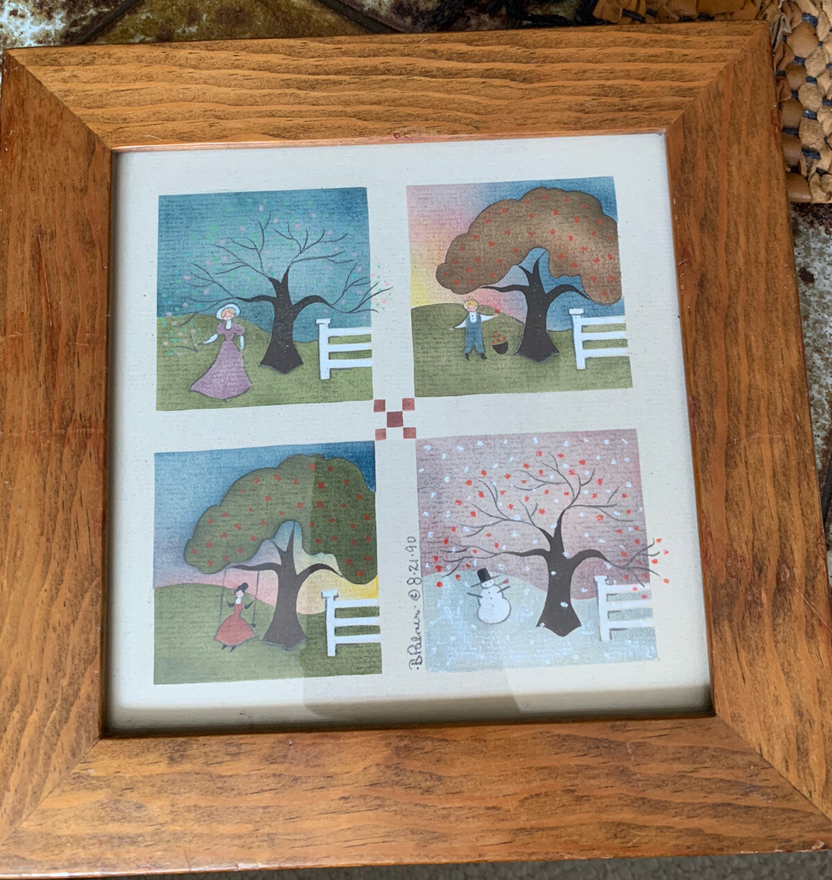 FOUR SEASONS BY BARBARA A. PALMER AMERICAN FOLK ARTIST Signed And 8/21 ...