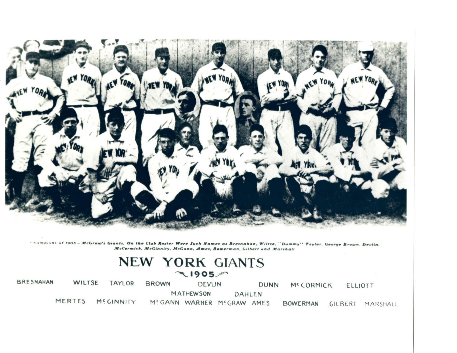 1905 NEW YORK GIANTS 8X10 TEAM PHOTO BRESHAHAN BASEBALL USA HOF | eBay
