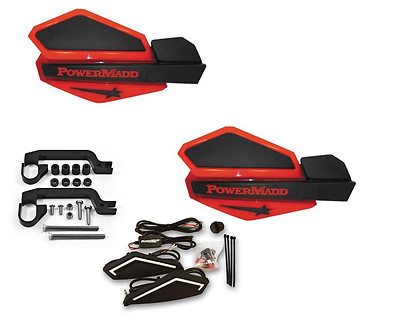 Powermadd Star Series LED Lights Hand Guards Mount Kit Red Black TRX ...