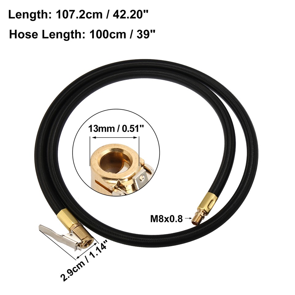 Universal 100cm 39" Tire Valve Connect Pipe Air Chuck Extension Hose ...