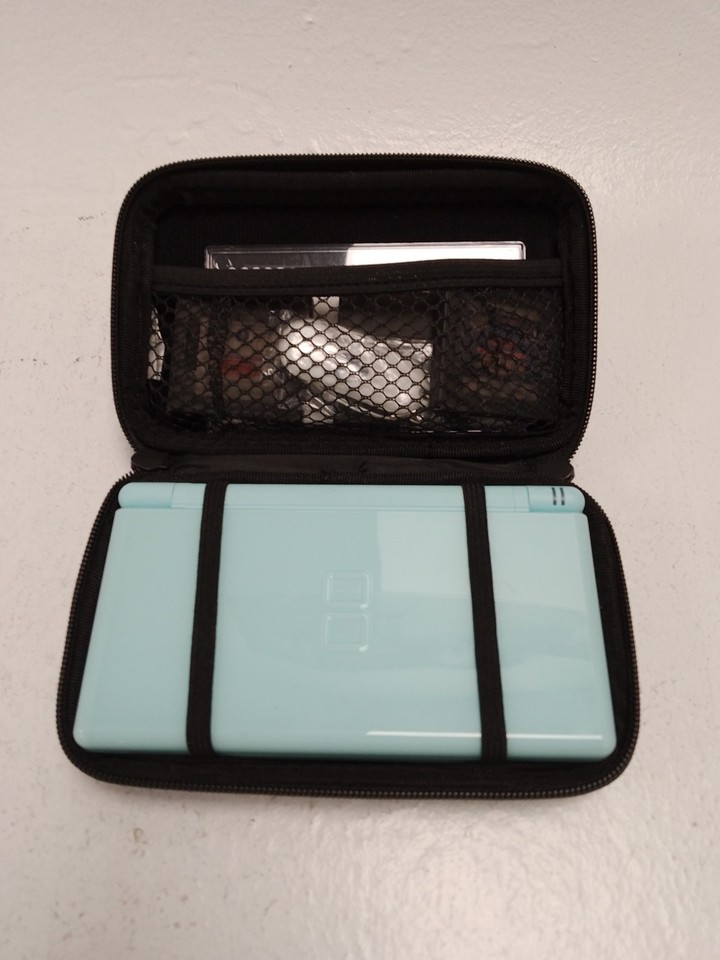 Nintendo DS Lite Bundle Aqua Blue Console with Case and 2 Puzzle Games ...