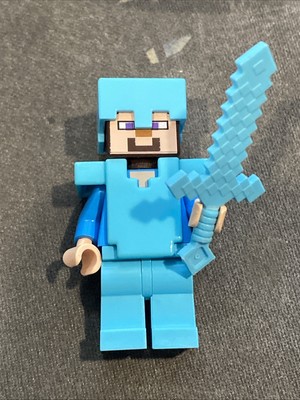 LEGO Steve Minifigure Diamond Helmet Armor Minecraft 21117 21124 Min015 ...