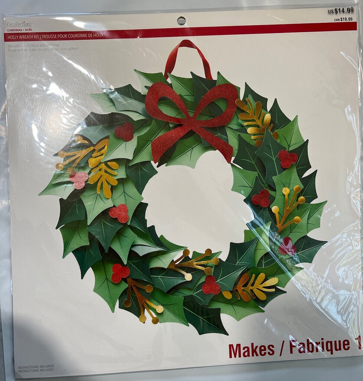 Recollections Christmas Holly Wreath Kit Christmas Craft 12" Wreath ...