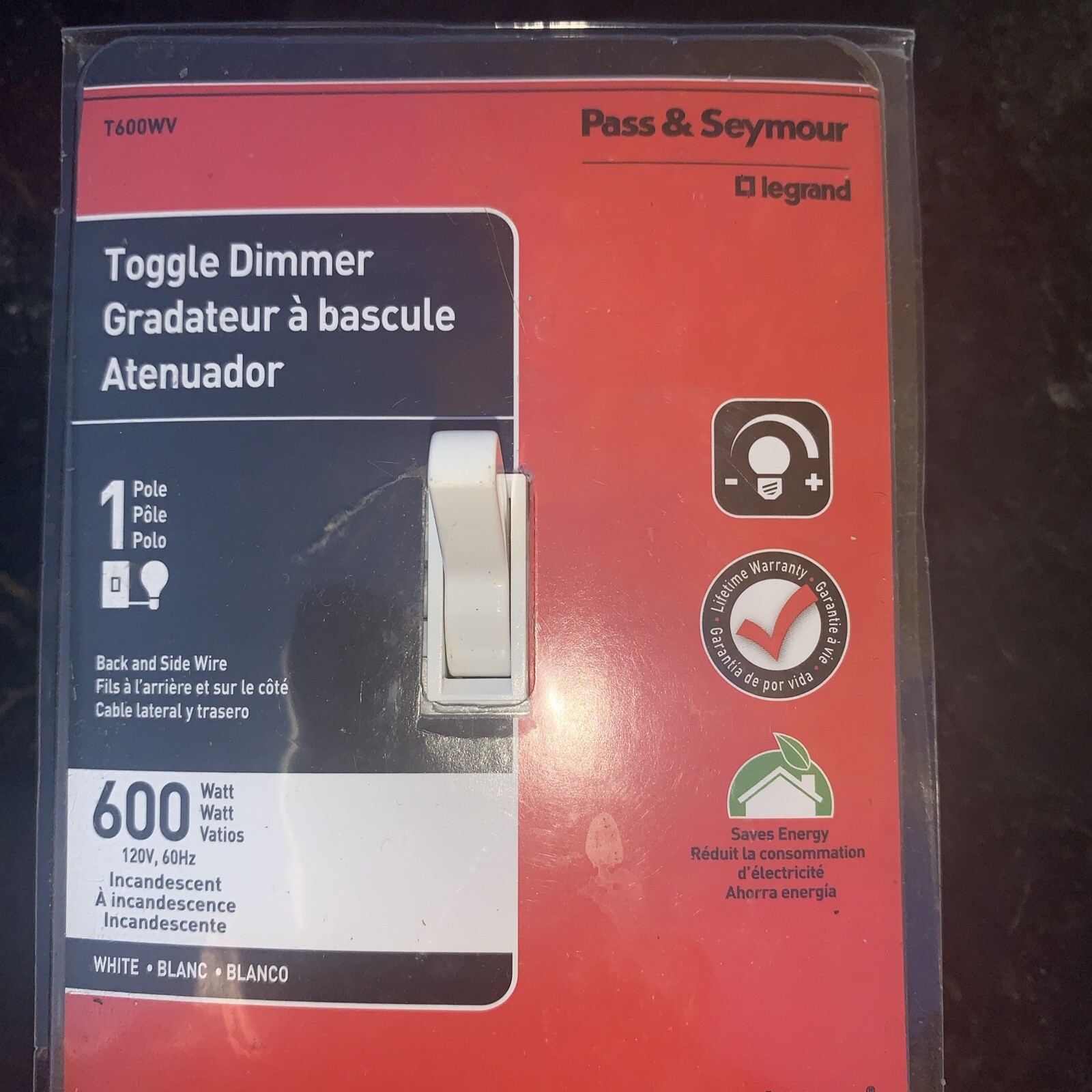 Toggle Dimmer 1-Pole 600-Watt WHITE Legrand Pass & Seymour T600WV | eBay