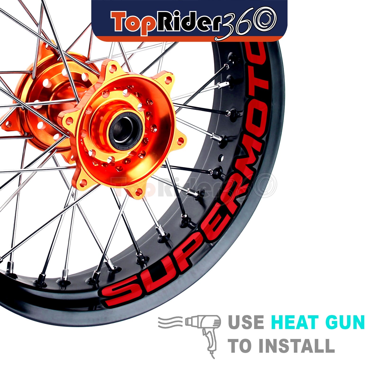 Red Supermoto Rim Wrap Sticker 17" For TM TM 300EN 07-21 20 19 18 17 16 ...