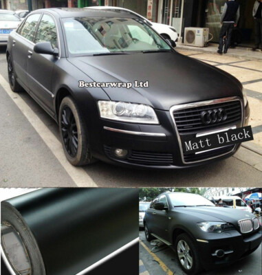 Full Roll 100FT x 5FT Metallic Flat Matte Black Vinyl Wrap For Car Film ...