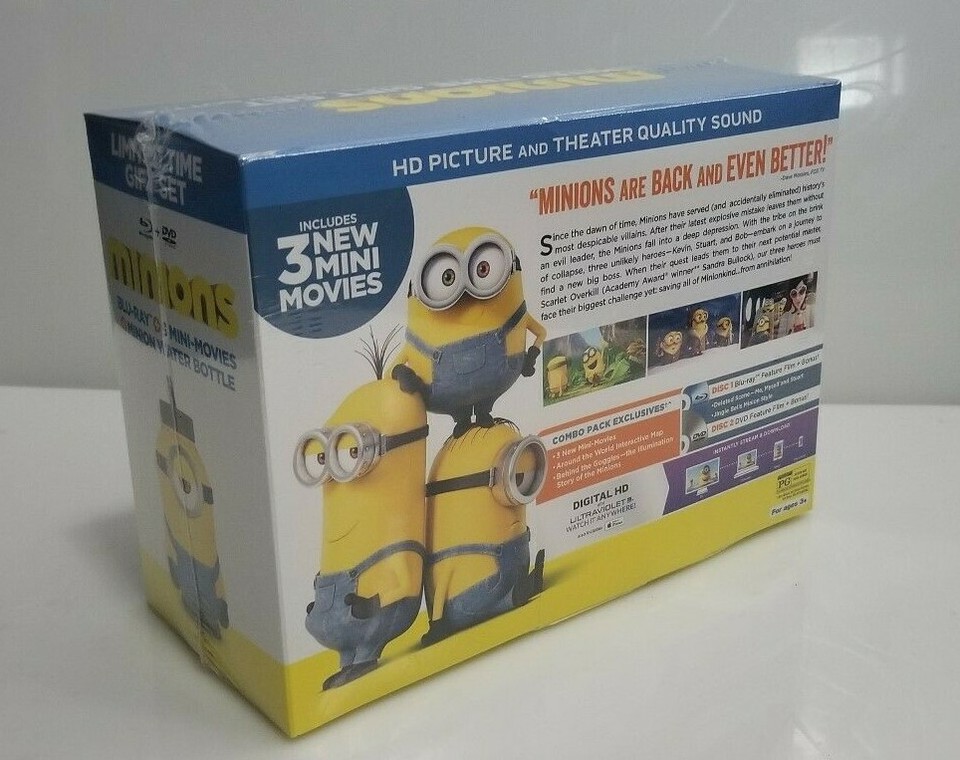 Minions Limited Time Exclusive Gift Set Blu-ray, DVD + 3 Mini Movies ...