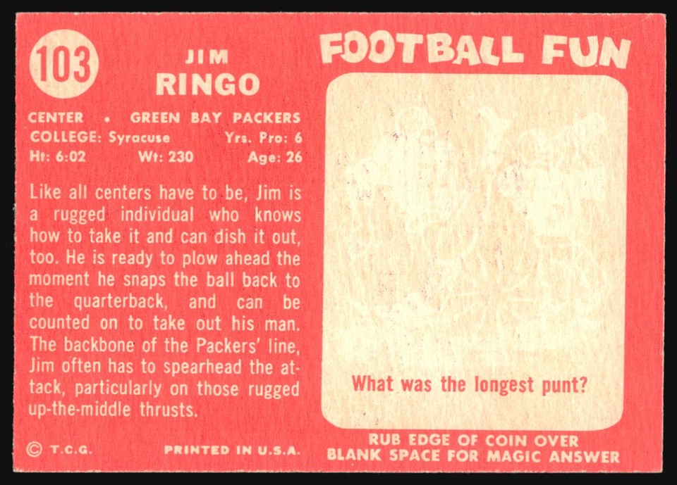 1958 Topps Jim Ringo #103 EX | eBay