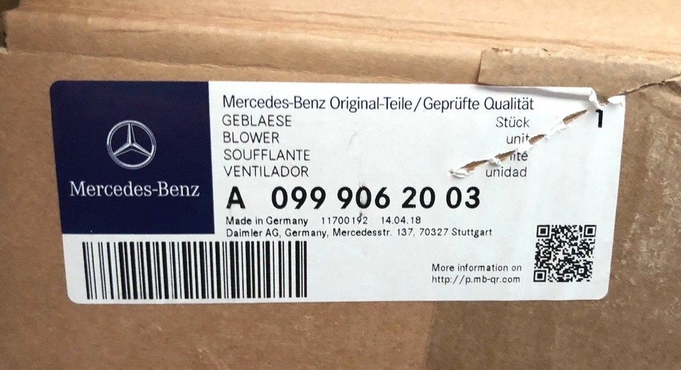2017 2018 MERCEDES C300 C43 C63 E300 E400 BLOWER, 0999062003 ...