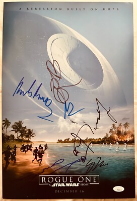 Star Wars Rogue One cast signed movie poster Diego Luna Donnie Yen ...