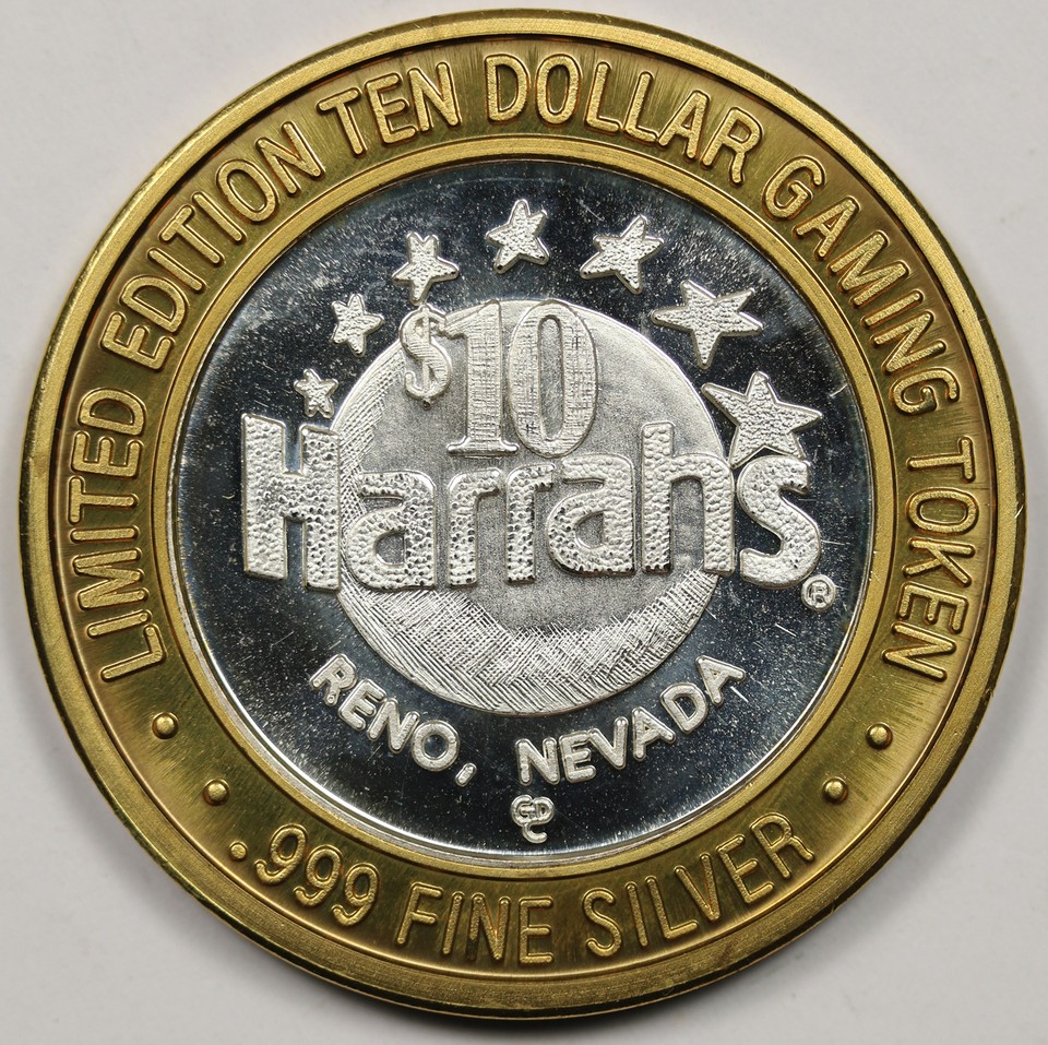 $10 Casino Gaming Token Reno NV Limited 0.6 oz Silver .999 Harrah's ...
