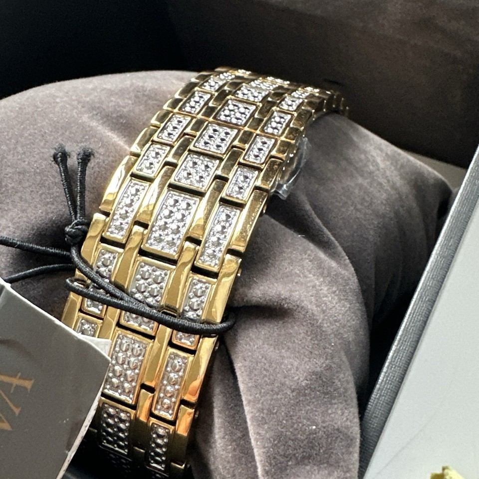 Bulova Mens Crystal Octava Quartz Gemmed Gold Stainless Steel Watch 40 ...