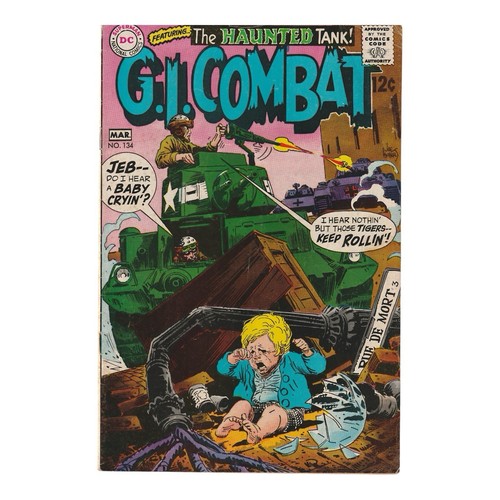 GI G.I. Combat No 134 Haunted Tank Rolling Over Child Cover 1969 DC ...