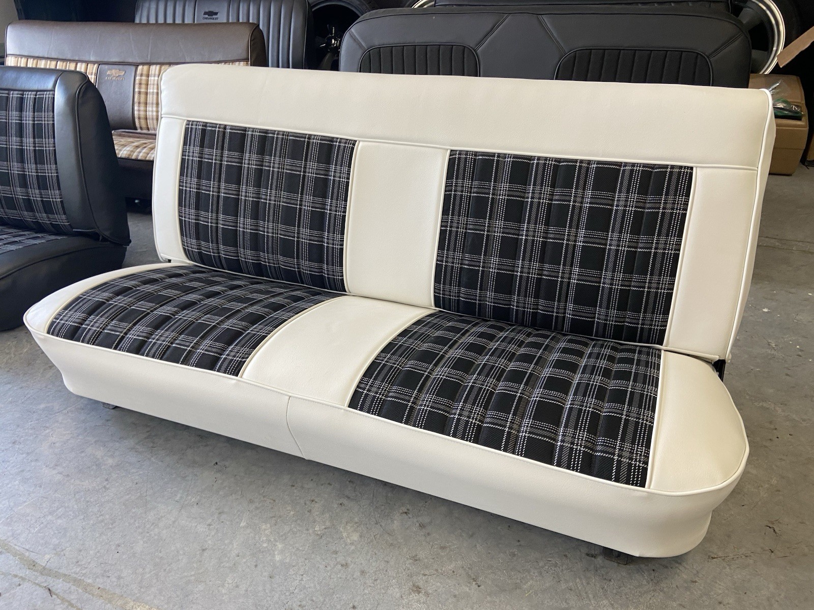 1973-1987 C10 Chevy truck Plaid seat cover, Select Burgundy, Brown Or ...