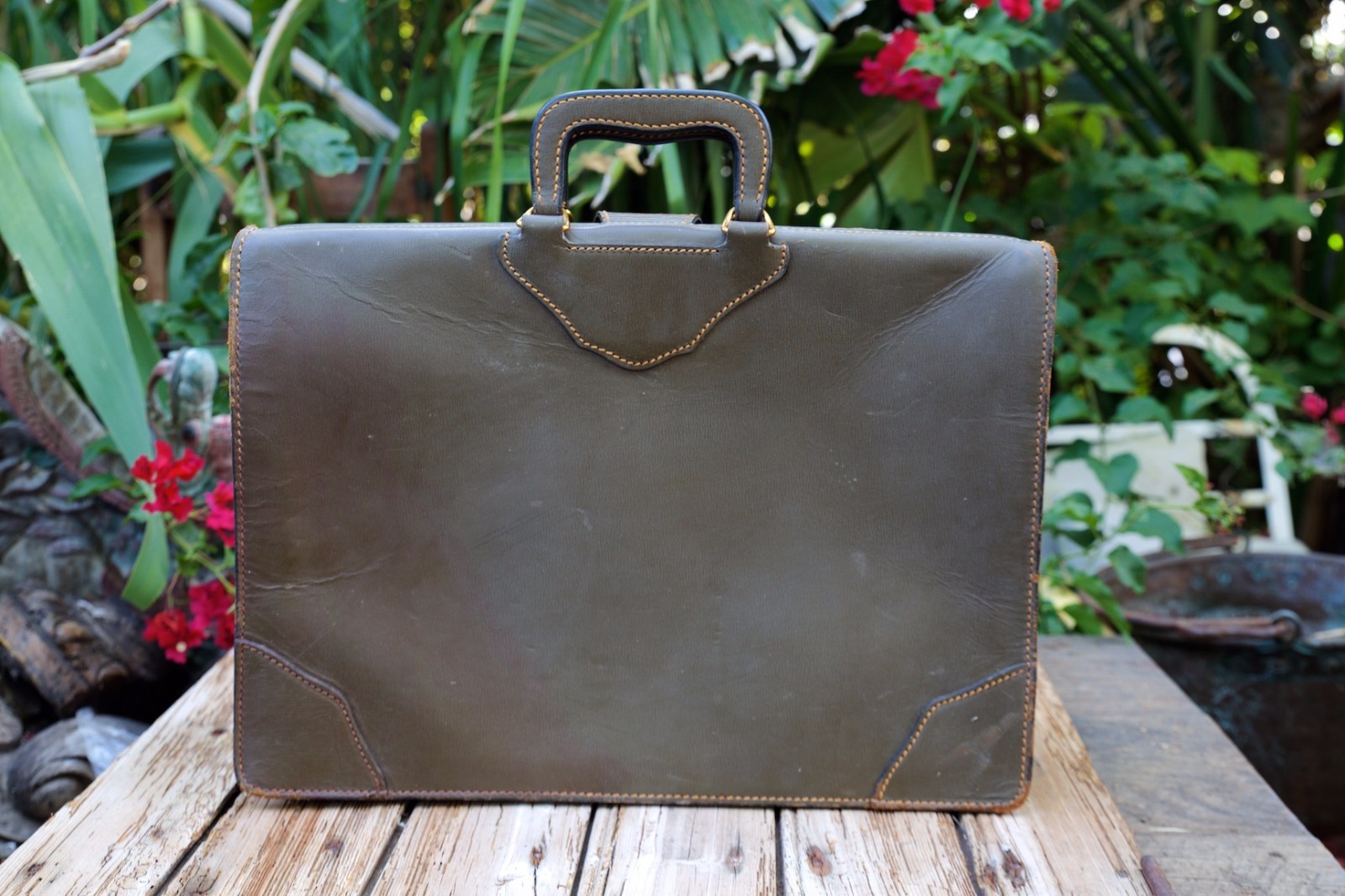 Vintage Atlas Philadelphia Attache Briefcase Distressed Leather Doctor ...