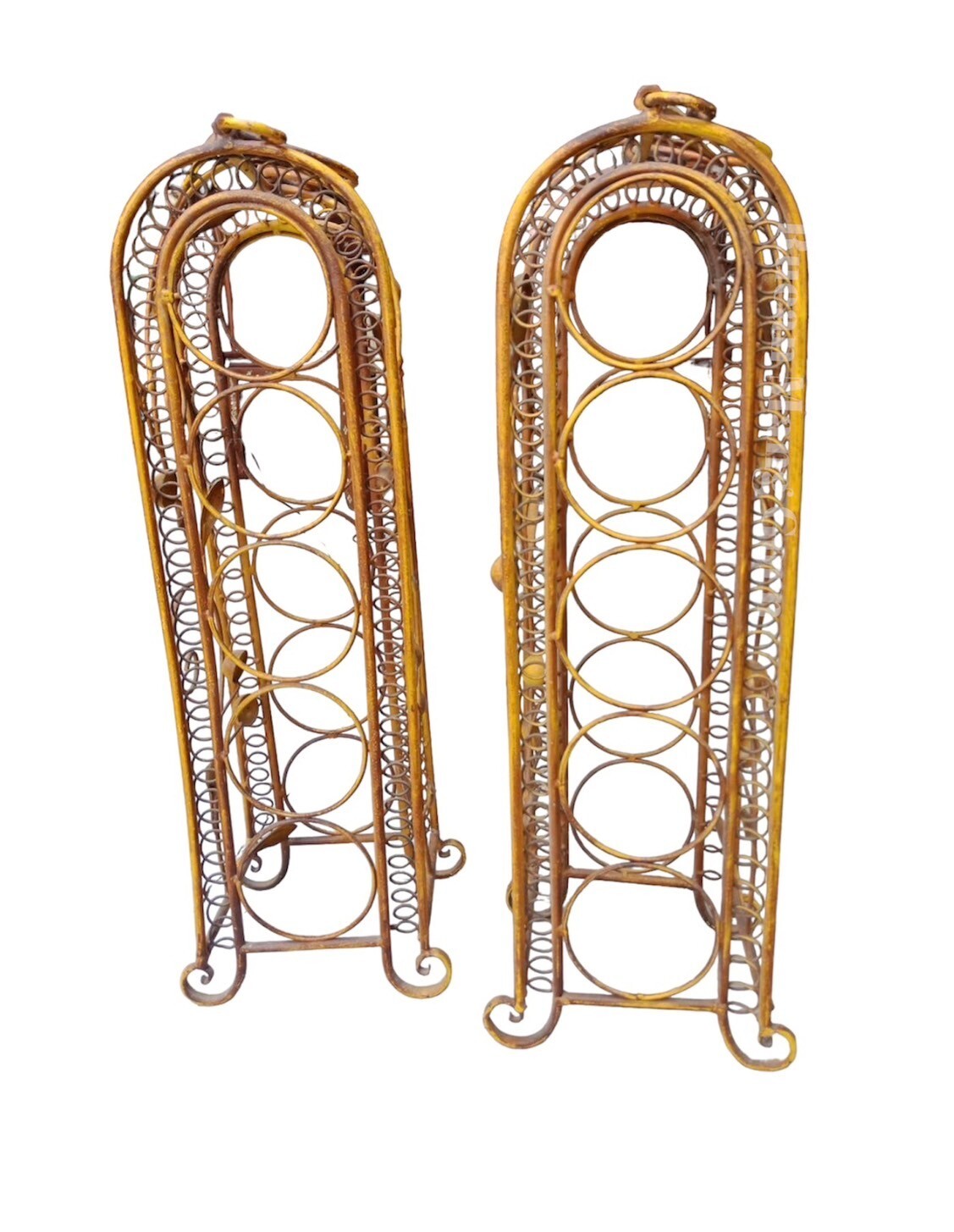 Vintage Pair of Metals with pattern bending 5 Bottles Wine Racks Holder ...