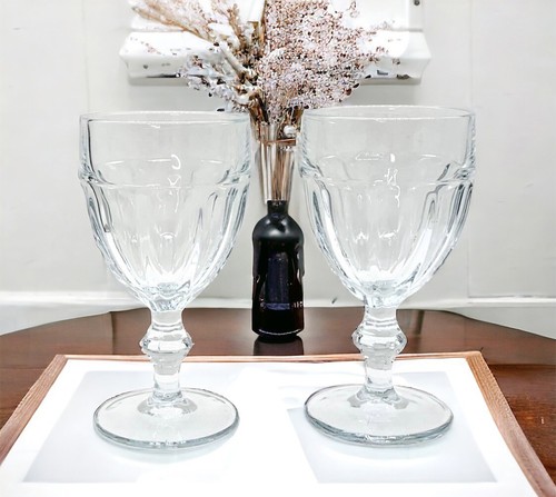 2 VTG Libbey GIBRALTAR CLEAR 15247 Heavy Panels 11.5 OZ Glass Water ...