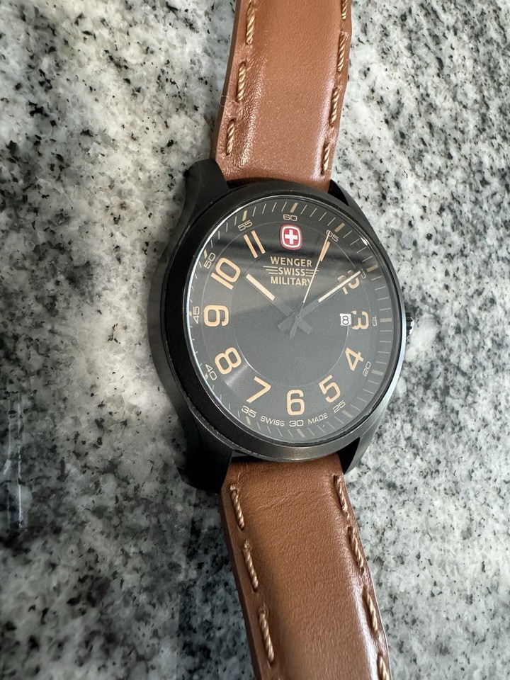 Wenger Swiss Military Terragraph Quartz Watch Black New Battery 79214 ...