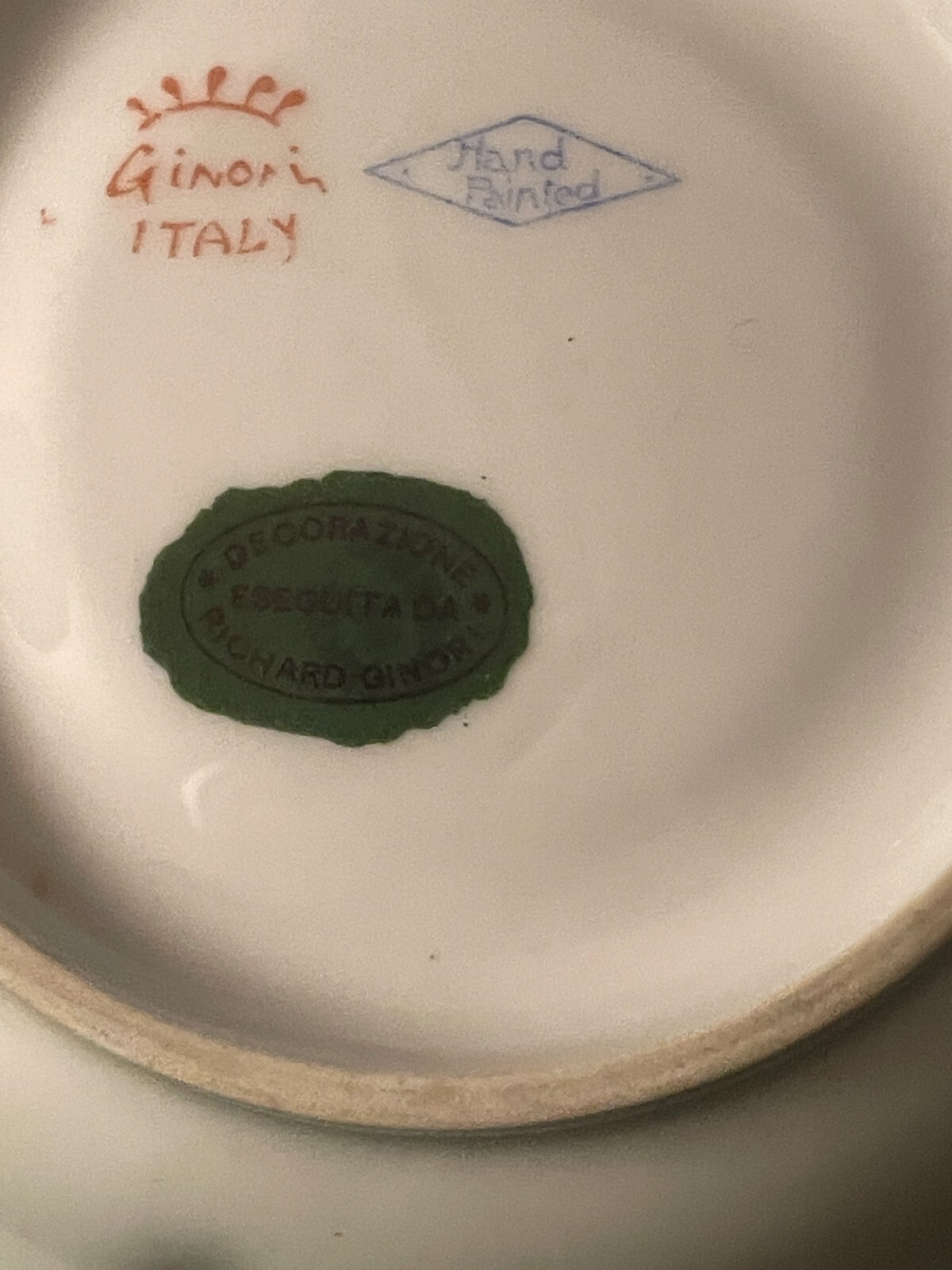 Richard Ginori Italy Bowl Hand Painted Floral Gold Rim Red Backstamp ...