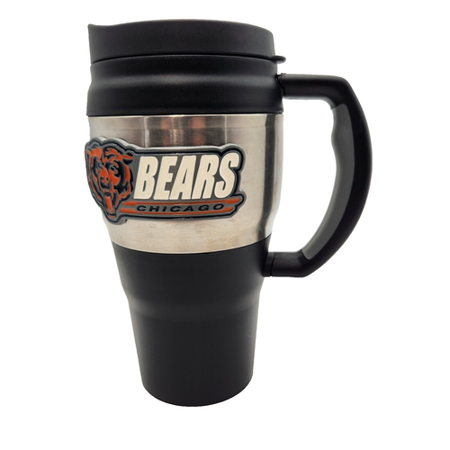 Chicago Bears Barrel Travel Mug Handle Stainless Steel Secure Steel ...
