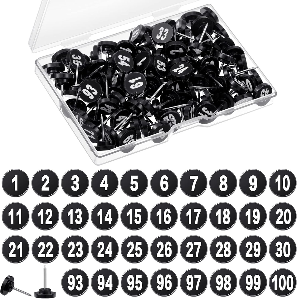 100 Pcs Numbered Push Pins 1-100 Sequential Thumb Tacks Flat Tacks Push ...